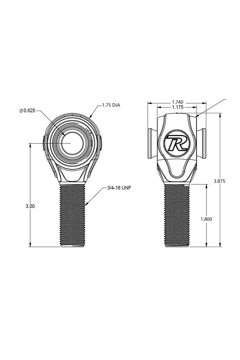 R-Joint Rod End for use in No Limit Engineering Fatbar 4 Link. | Spirit ...